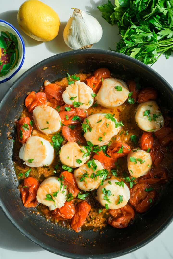 Scallops in Butter Tomato Garlic Sauce (Keto) - Cilantro Parsley