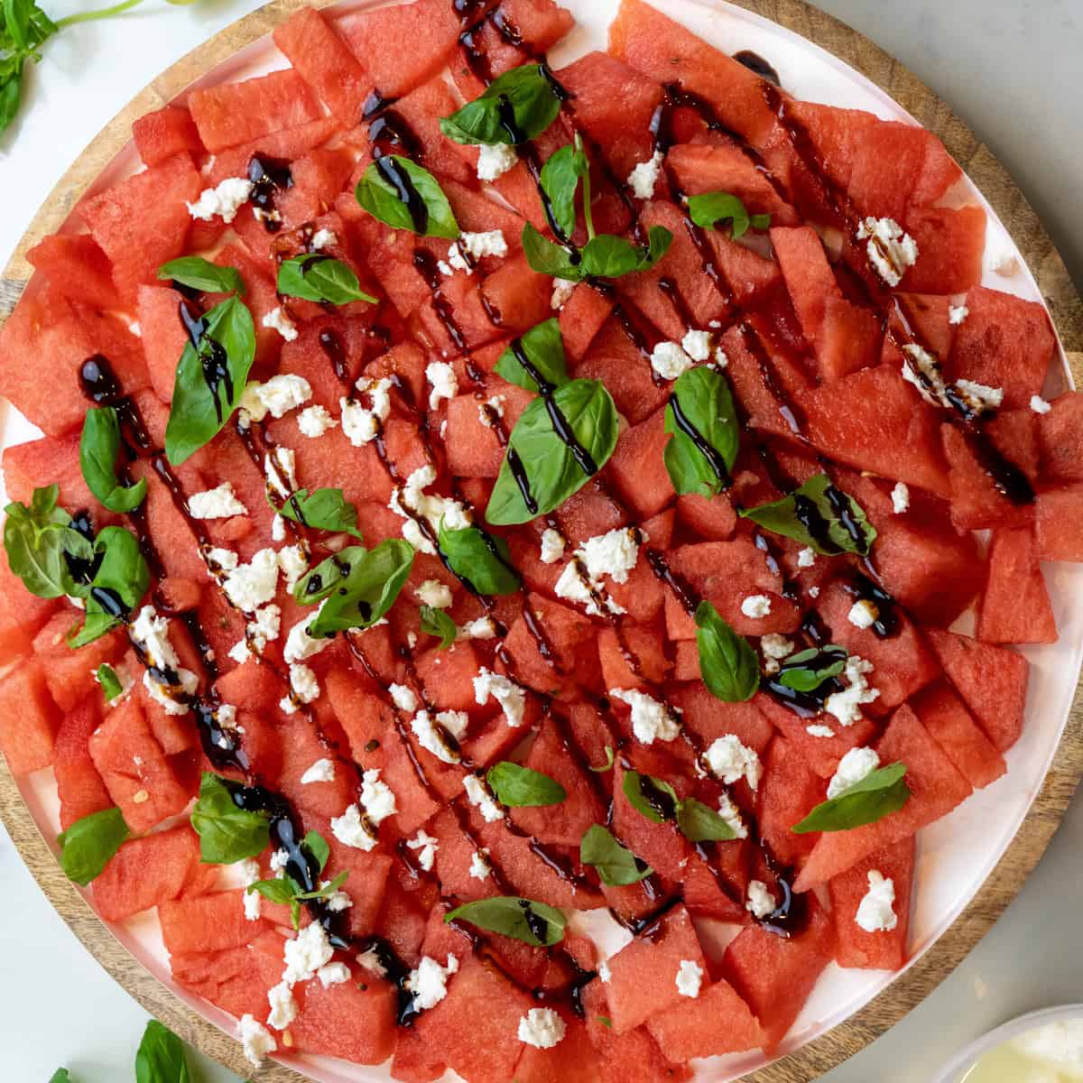 Watermelon Feta Basil Balsamic Salad Recipe - Cilantro Parsley