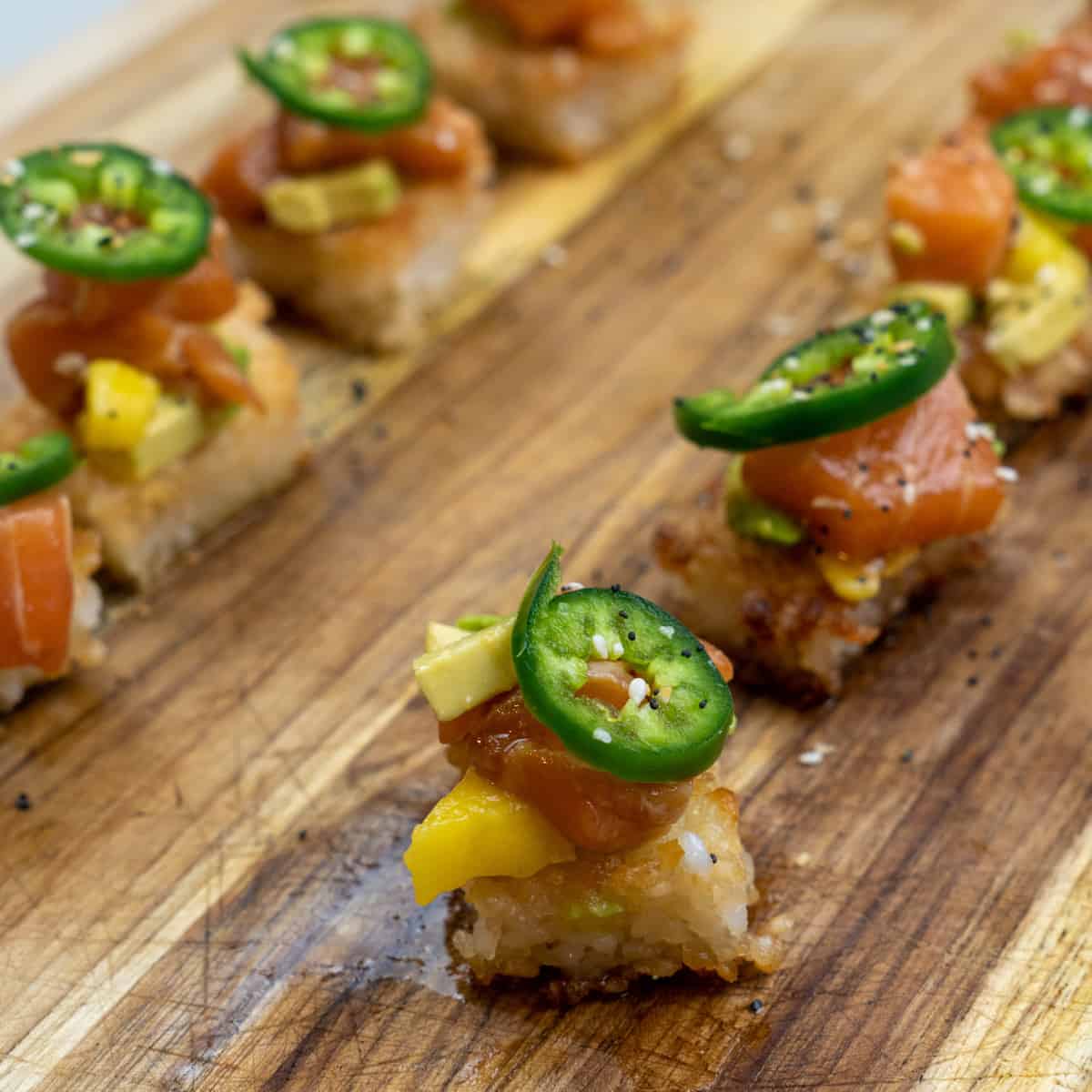 Spicy Salmon Crispy Sushi Rice Recipe - Cilantro Parsley